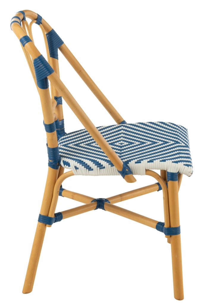 Dining Chair Rattan Blue/White