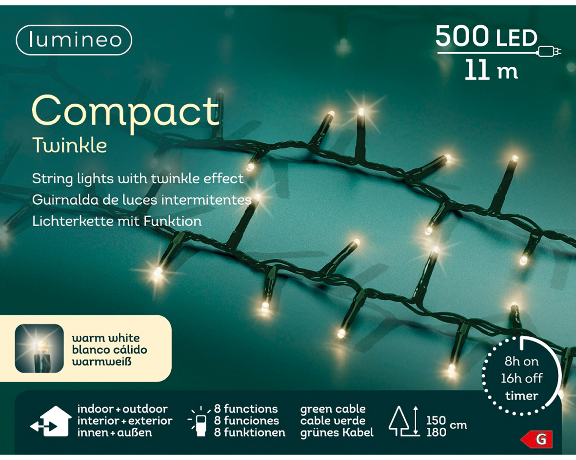 LED Compact Lights 8 Function Twinkle Effect Outdoor