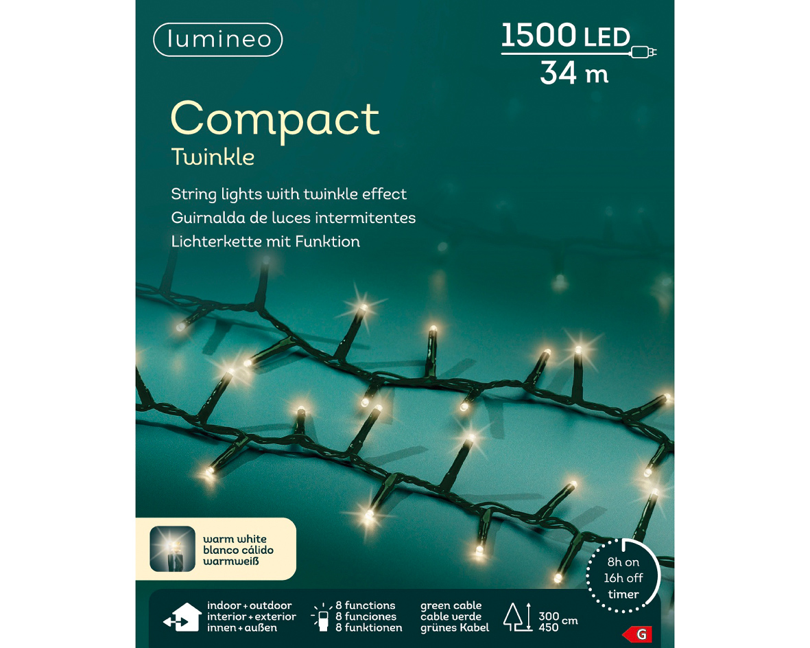 LED Compact Lights 8 Function Twinkle Effect Outdoor
