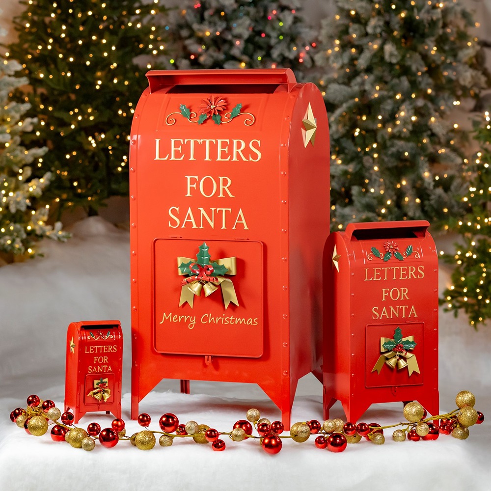 Glossy Red Christmas Mailboxes With Gold Detail S3