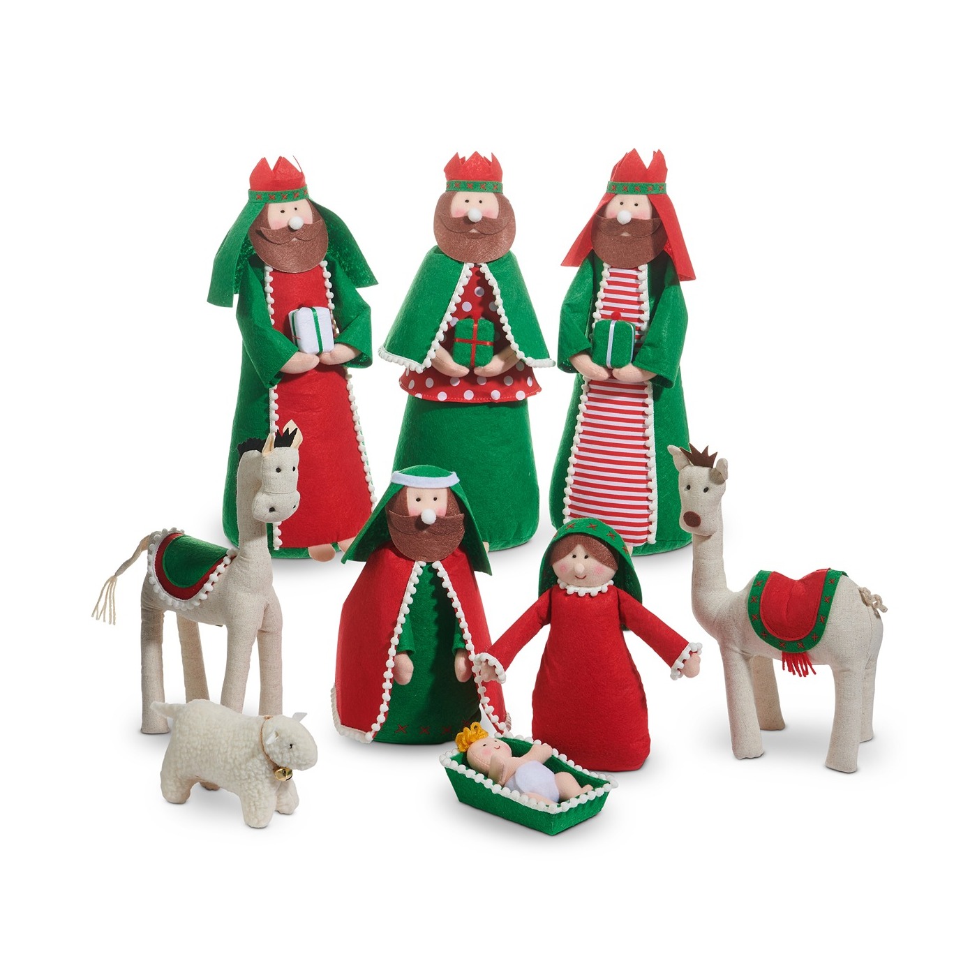 Red And Green Nativity 39Cm