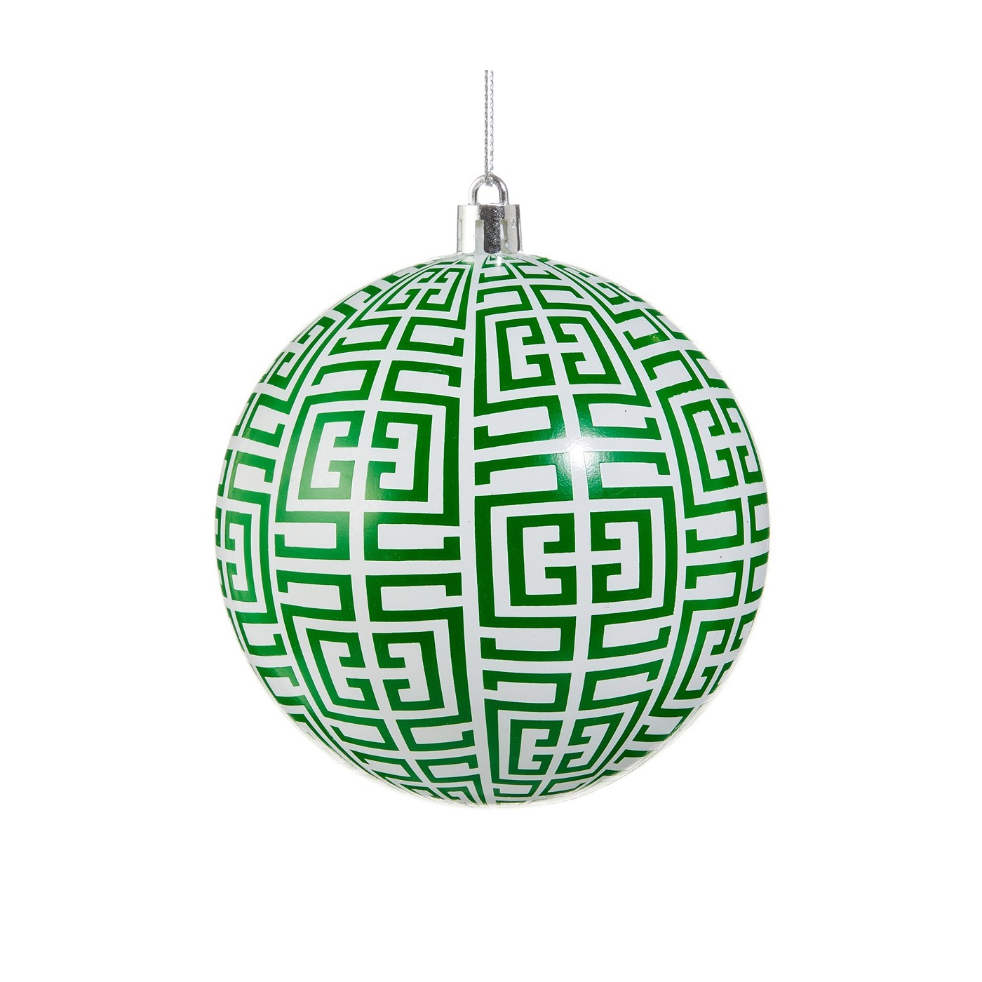Green Greek Key Ball Ornament 10Cm